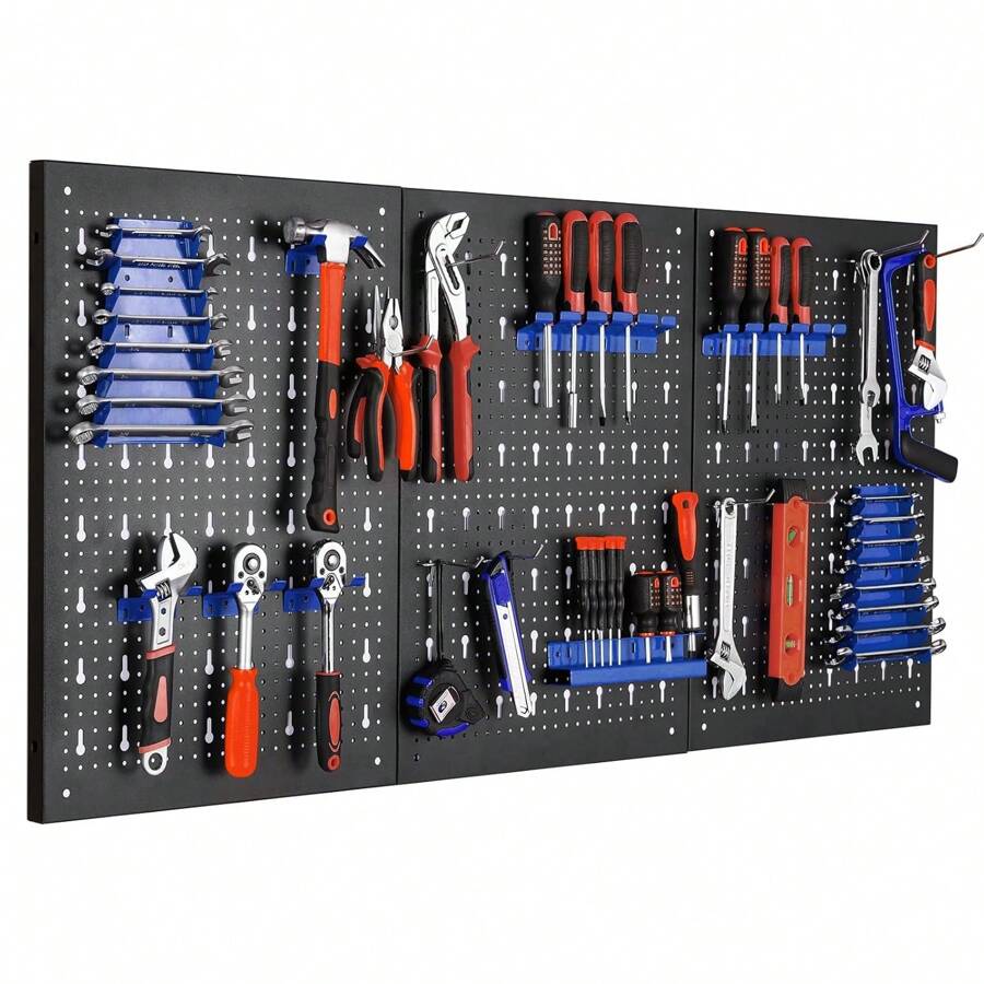 Garage Tool Rack/Organiser, 120 X 60 X 2cm Wall Mounted Pegboard Hook ...