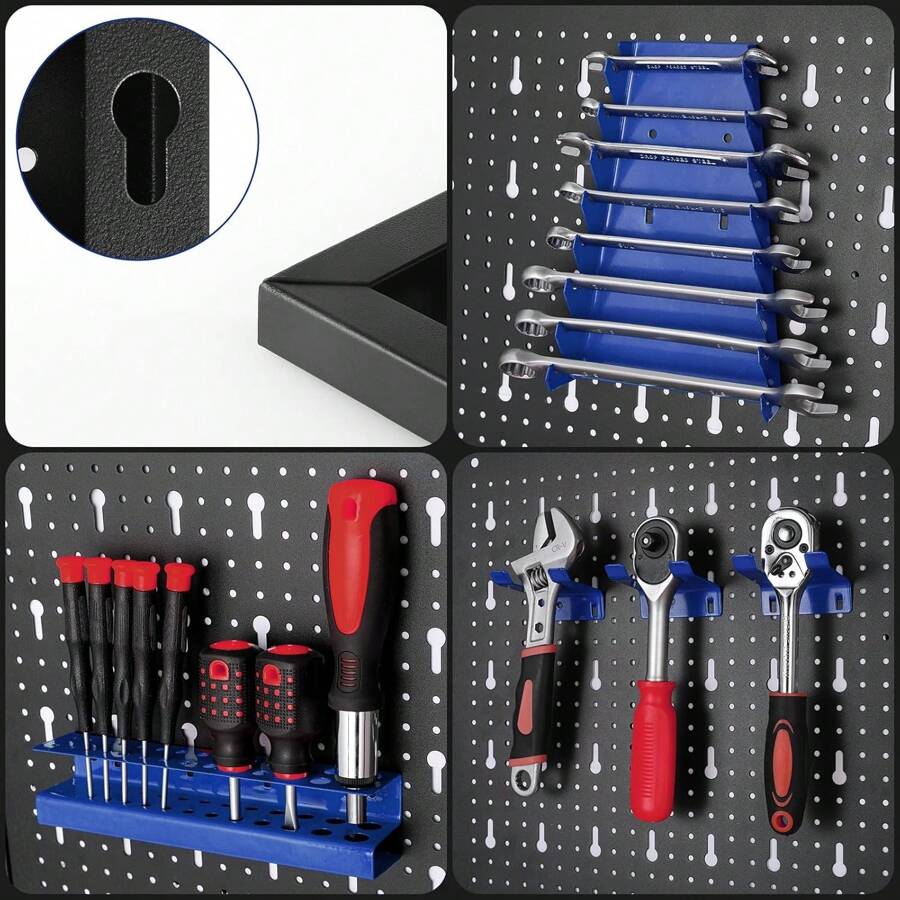 Garage Tool Rack/Organiser, 120 X 60 X 2cm Wall Mounted Pegboard Hook ...