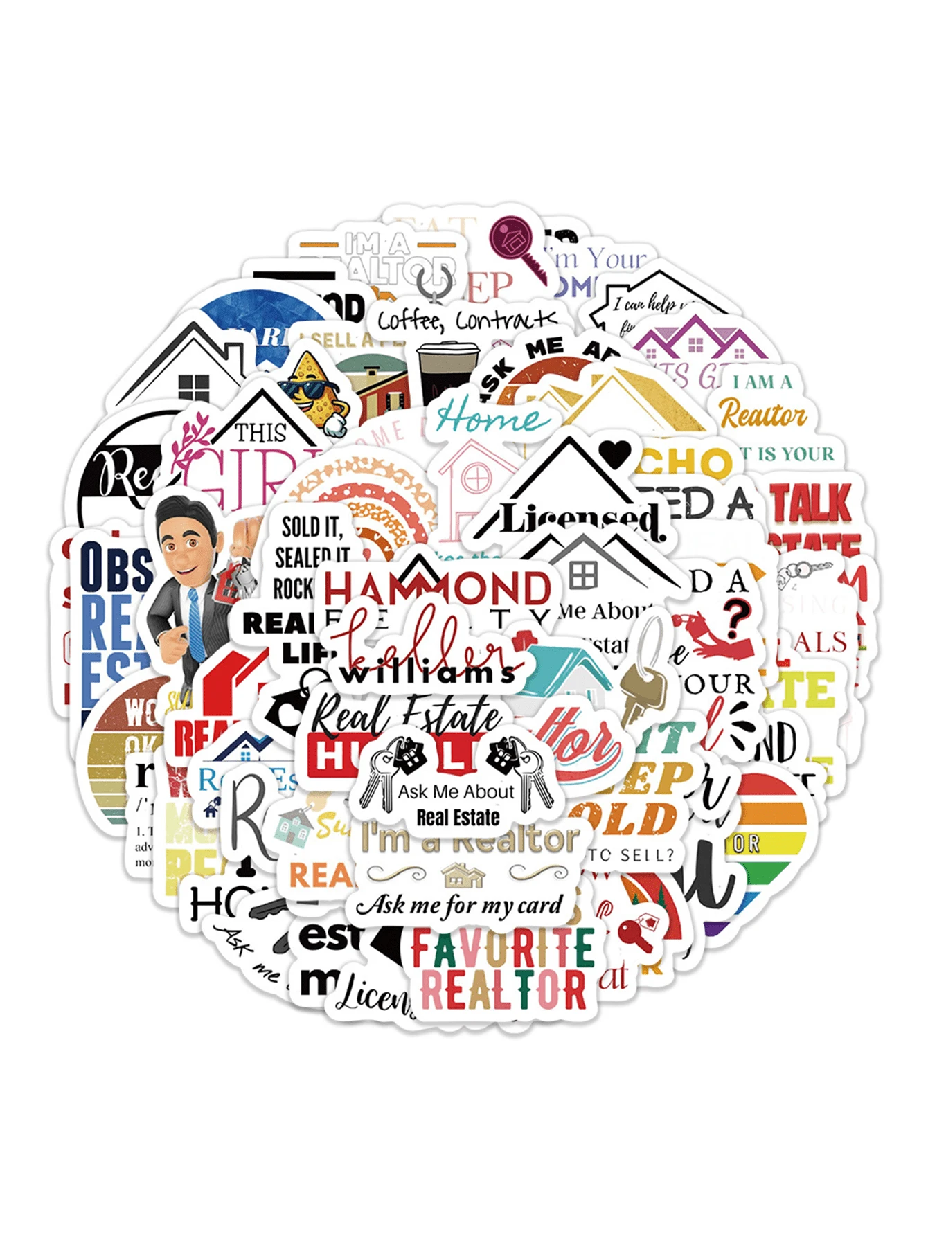 60 Pcs Real Estate Agent Graffiti Stickers, Personalized DIY Vinyl ...