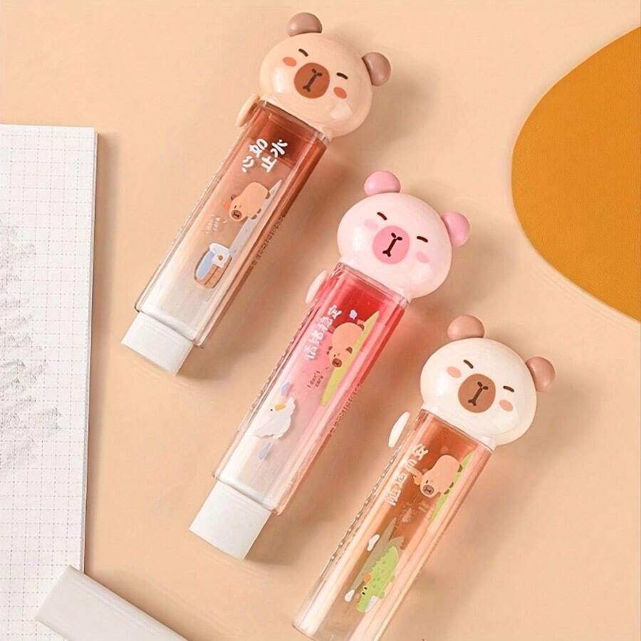 1pc Portable Capybara Eraser - Smudge-Free, Easy Push-Pull Design, Ideal For Office Use, Clean ...