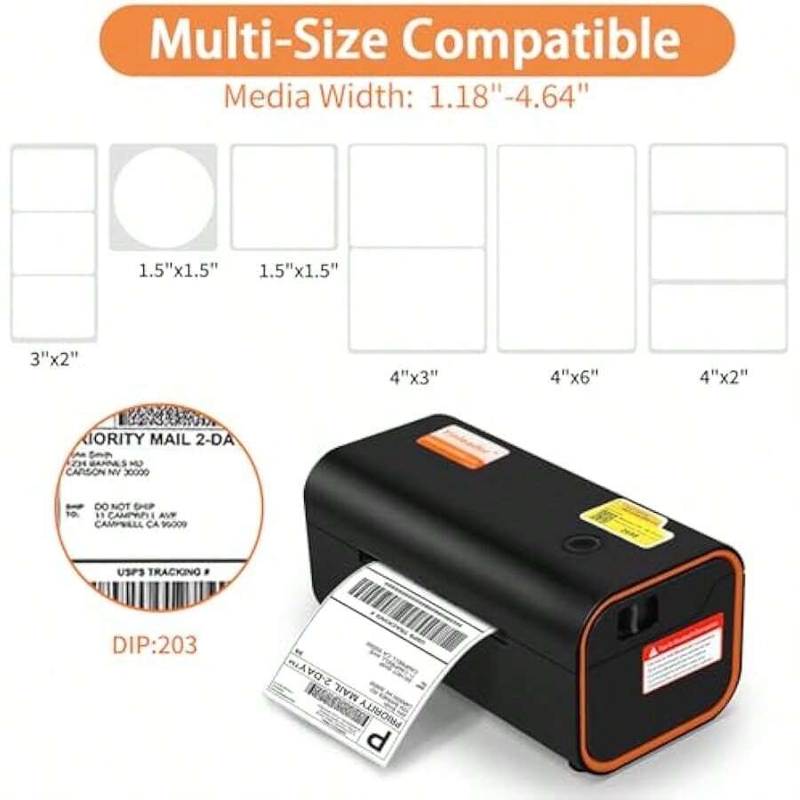 Thermal Shipping Label Printer 4x6 Bluetooth USB Compatible Royal Mail ...