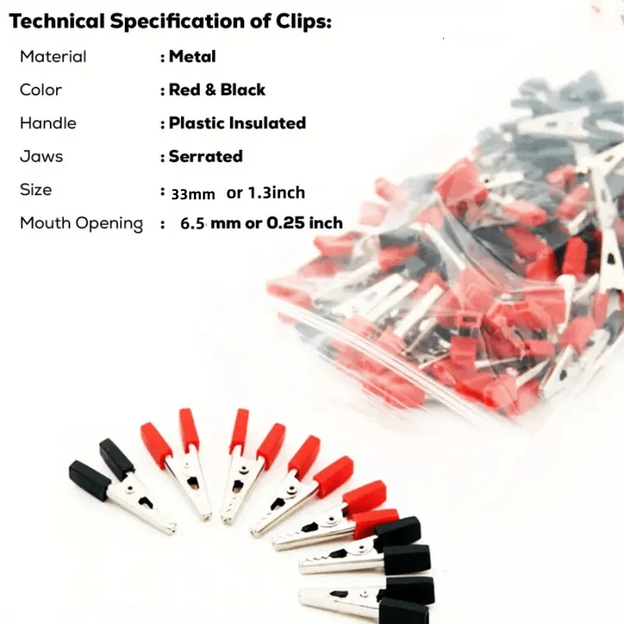 Alligator Clips Electrical Small Metal Battery Jumper Clamps Heavy Duty ...