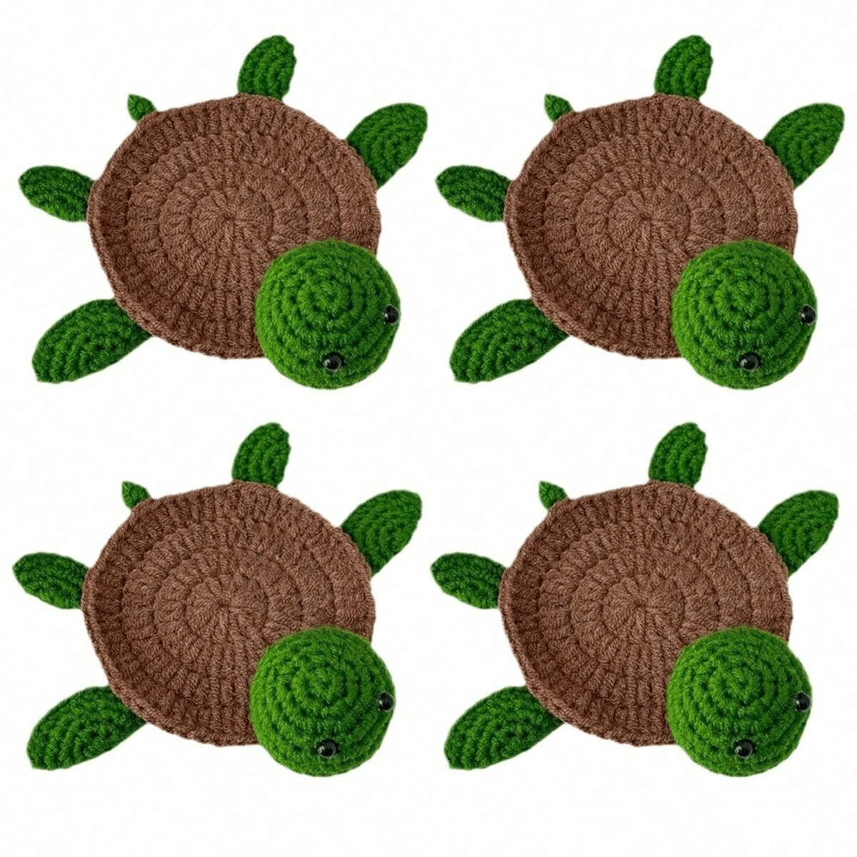 1pc Handmade Crochet Turtle Coasters Set - Fun Animal Mug Rugs ...