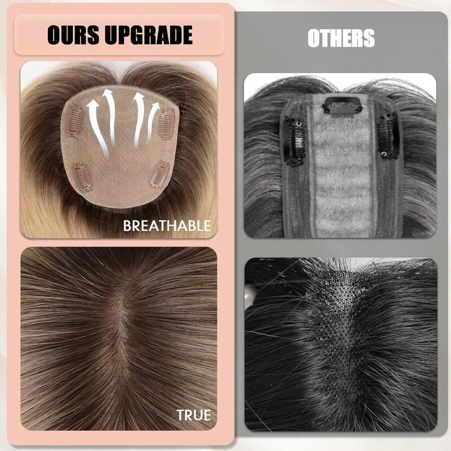 5.5x5 Large Coverage Hair Toppers With Bangs,12 Inch Real Hair Toppers ...