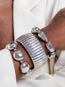 imoli 3pcs Fashionable Exaggerated Asymmetrical CCB Geometric Wire Hoop ...