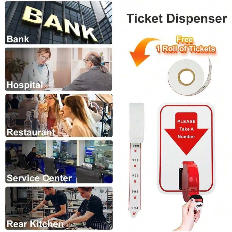 Distributeur de tickets Take-A-Number avec support de comptoir et 1 ...