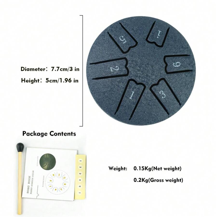 3" Mini Spirit Drum, Simple Beginner Percussion Instrument, 6-Note ...