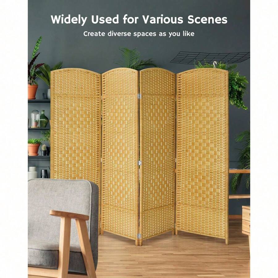 6ft. Tall Extra Wide Folding Privacy Screens With Diamond Double-Weave ...