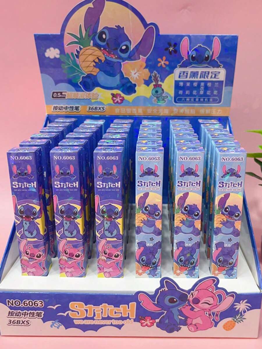 Disney Disney Cartoon Stitch Press-Button Ballpoint Pen, New Cute Round ...