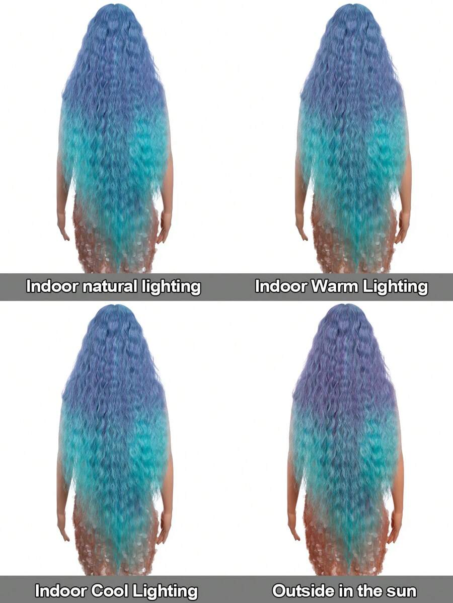 42 Inch Long Wavy Synthetic Lace Front Wigs With Baby Hair Blonde Brown ...