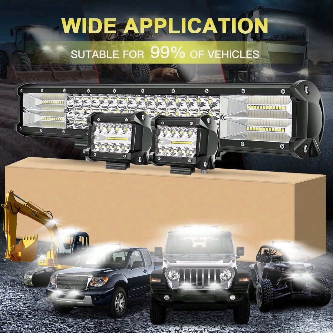 LEDMIRCY LEDMIRCY 20Inch LED Light Bar And 4Inch LED Pod Lights Triple ...