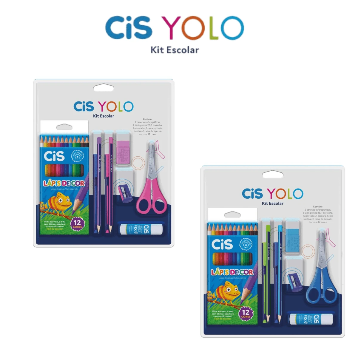 Cis Yolo School Kit With Colored Pencils - Sharpener - Pen - Black ...