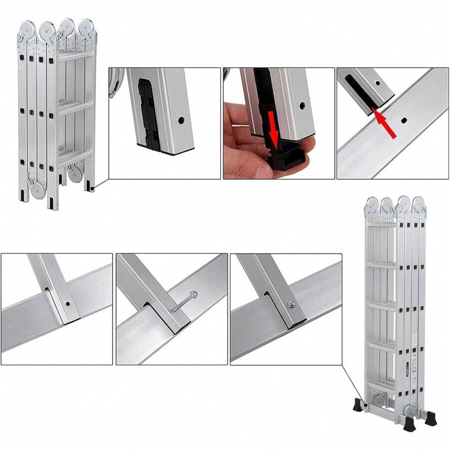 Step Ladder Folding Ladder, Multi-Purpose Aluminium Extension 7 In 1 ...