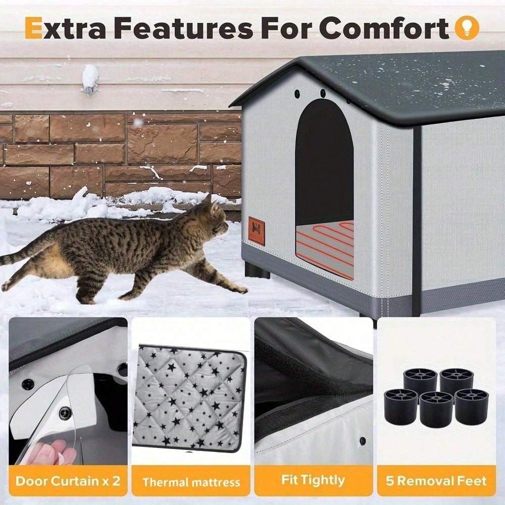 1 Set Waterproof Cat House For Indoor/Outdoor Use, With Winter Warm Pad ...