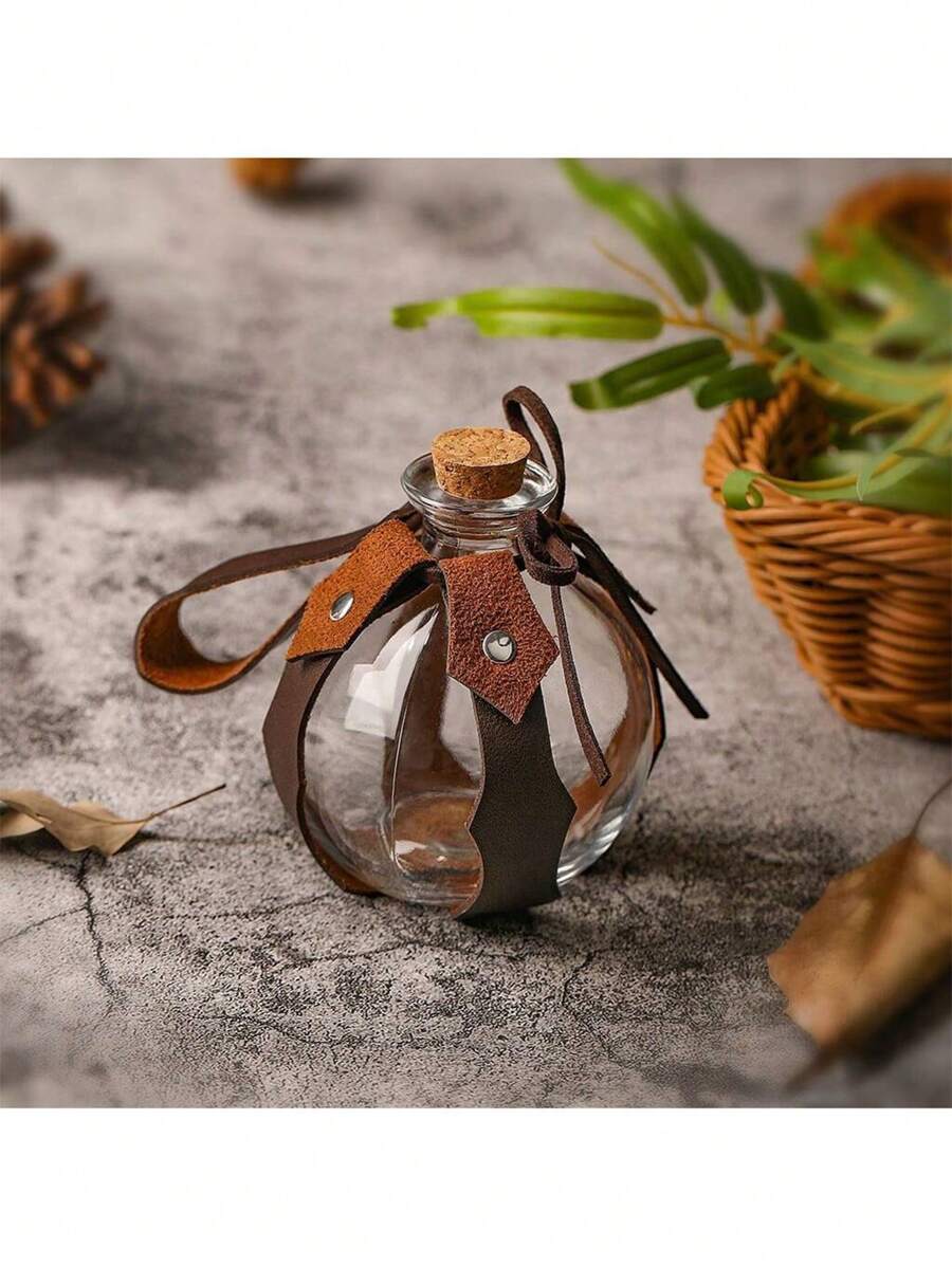 Skeleteen Dark Magic Potion Bottle - Brown Wizard Potions Glass Holder ...