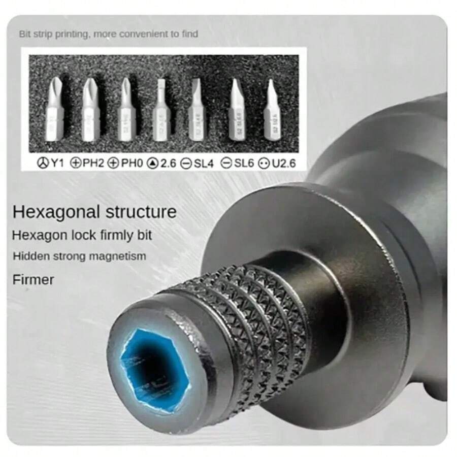 7 In 1 Mini Screwdriver Titanium Screwdriver 1/4 Inch Magnetic Phillips ...