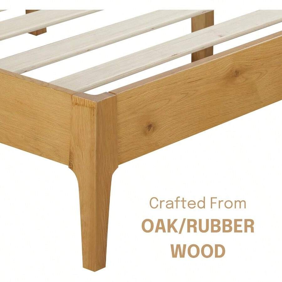Ruby Wooden Bed Frame With Headboard, Solid Oak And Rubber Wood ...