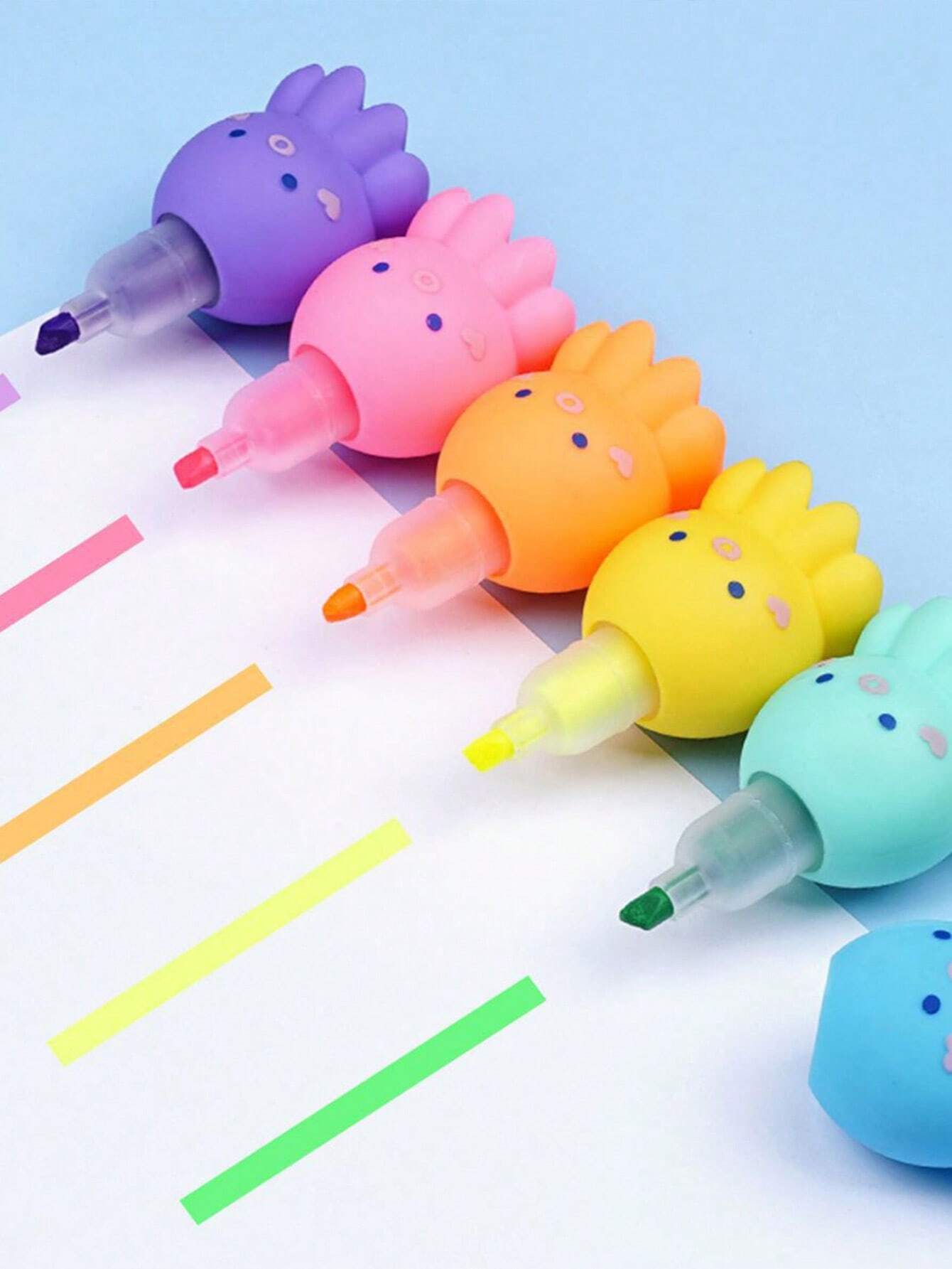 A Set Of 5 Pcs Fluorescent Marker Pens, Cute Octopus Shape Highlighter ...