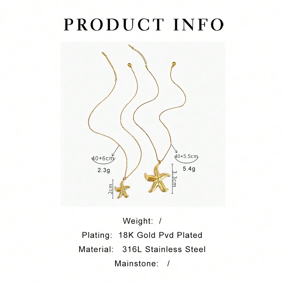 1 יחיד יוקרה חדש מינימליסטי ספירלה מעגל כוכב ים 18K זהב עמיד למים שרשרת ...