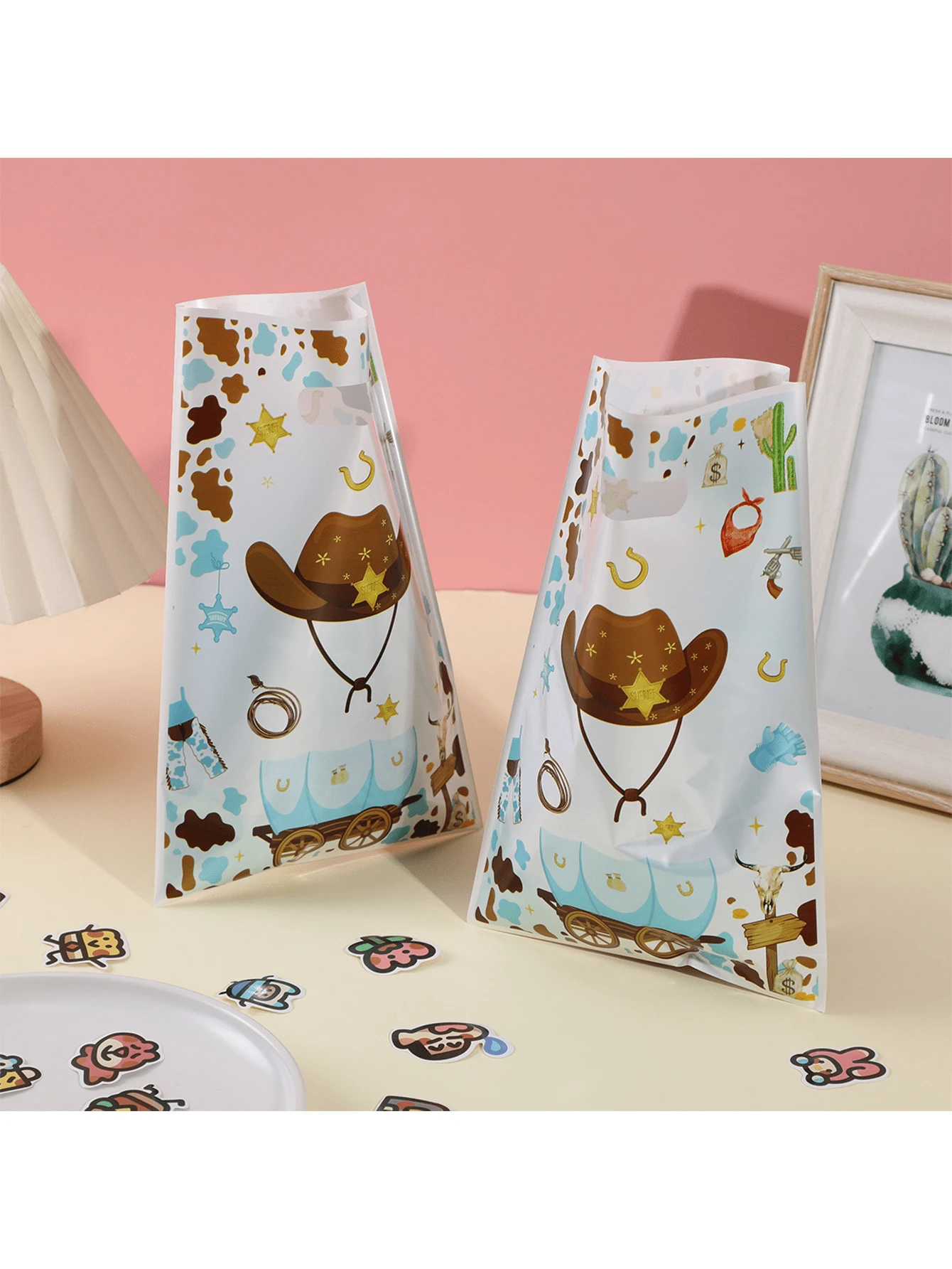 30 Pcs Western Cowboy Hat Pattern Gift Bags, Nostalgic Retro Style ...