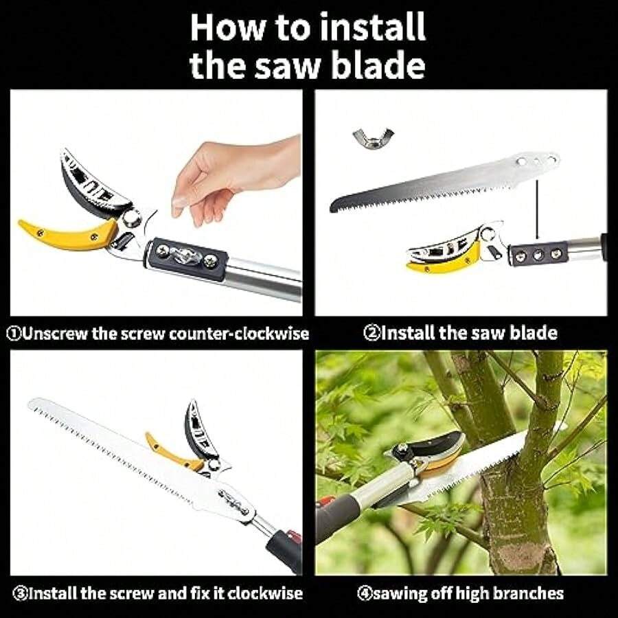 1.4-3m Extendable Long Reach Pruner Telescopic Pole Saw Fruit Picker ...