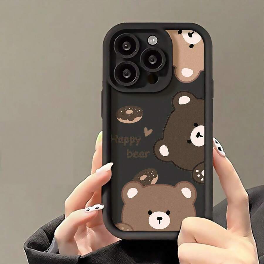 1 Pc Cute 3 Little Bears Peeking Out Matte Finish Phone Case, Suitable ...