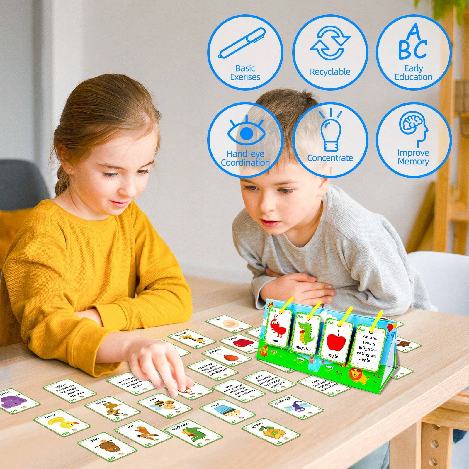 104Pcs Word Builder Games Phonics Flash Cards, Cartoon Sight Words ...