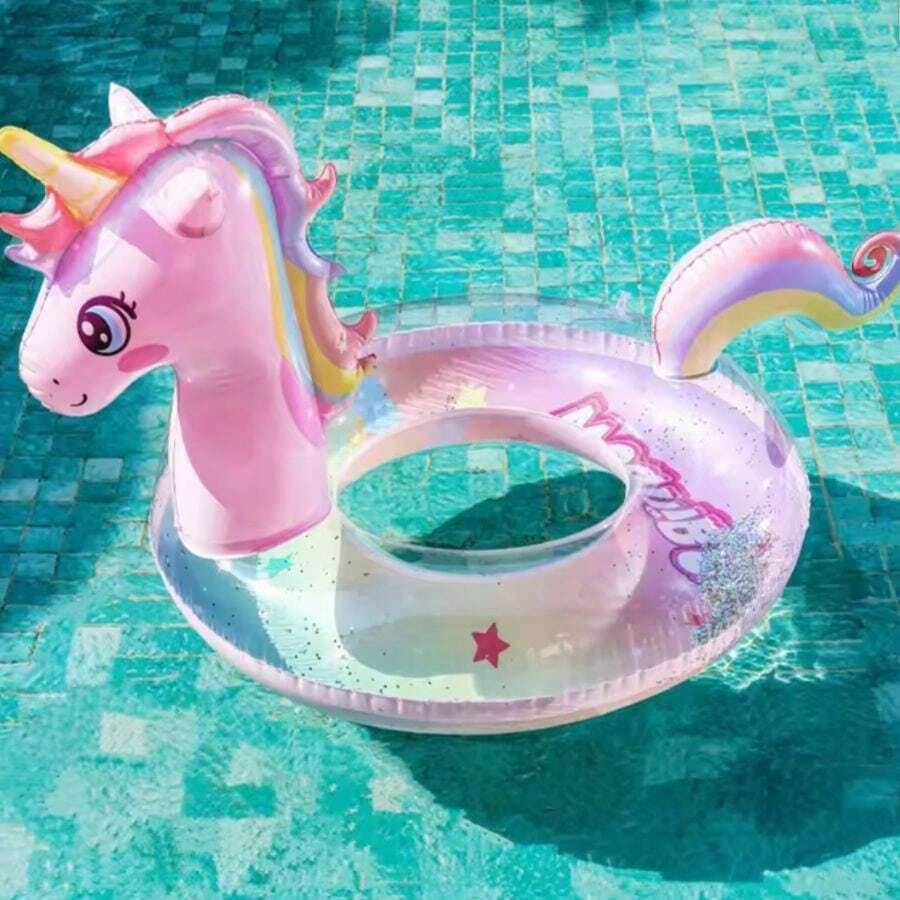 Unicorn Float With Glitter Swimming Pool Beach Inflatable Safety ...
