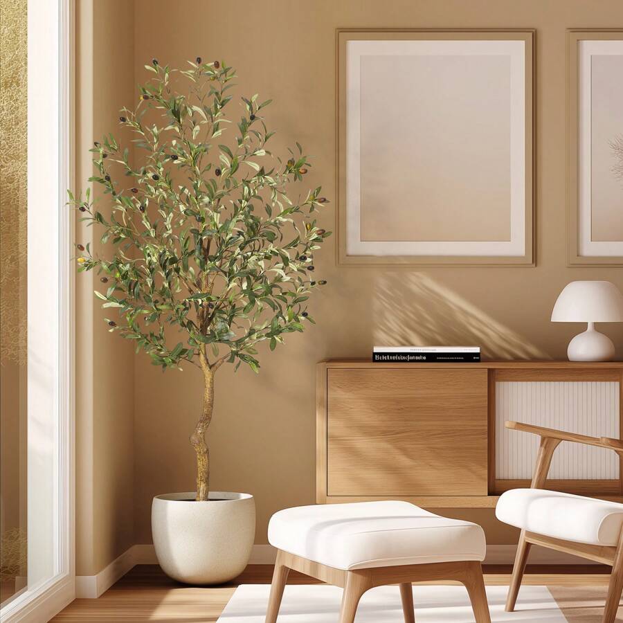 Olive Trees Artificial Indoor, 5FT Tall Olive Tree Plants, Faux Olive ...
