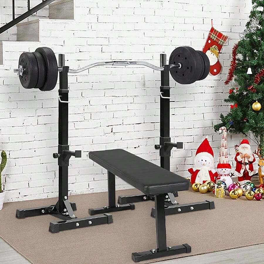 H Pair Of Adjustable Squat Rack Standard 44-70 Inch Barbell Rack Solid ...