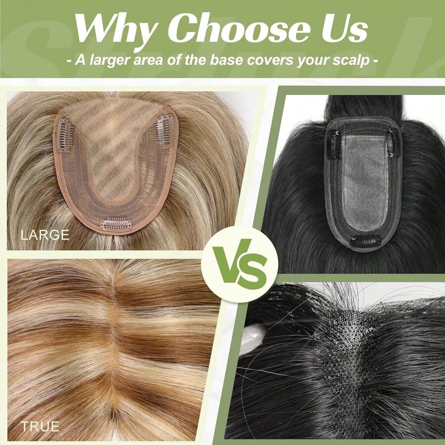 5.5x5 Base Hair Toppers For Women 14 Inch Real Human Hair Topper For ...