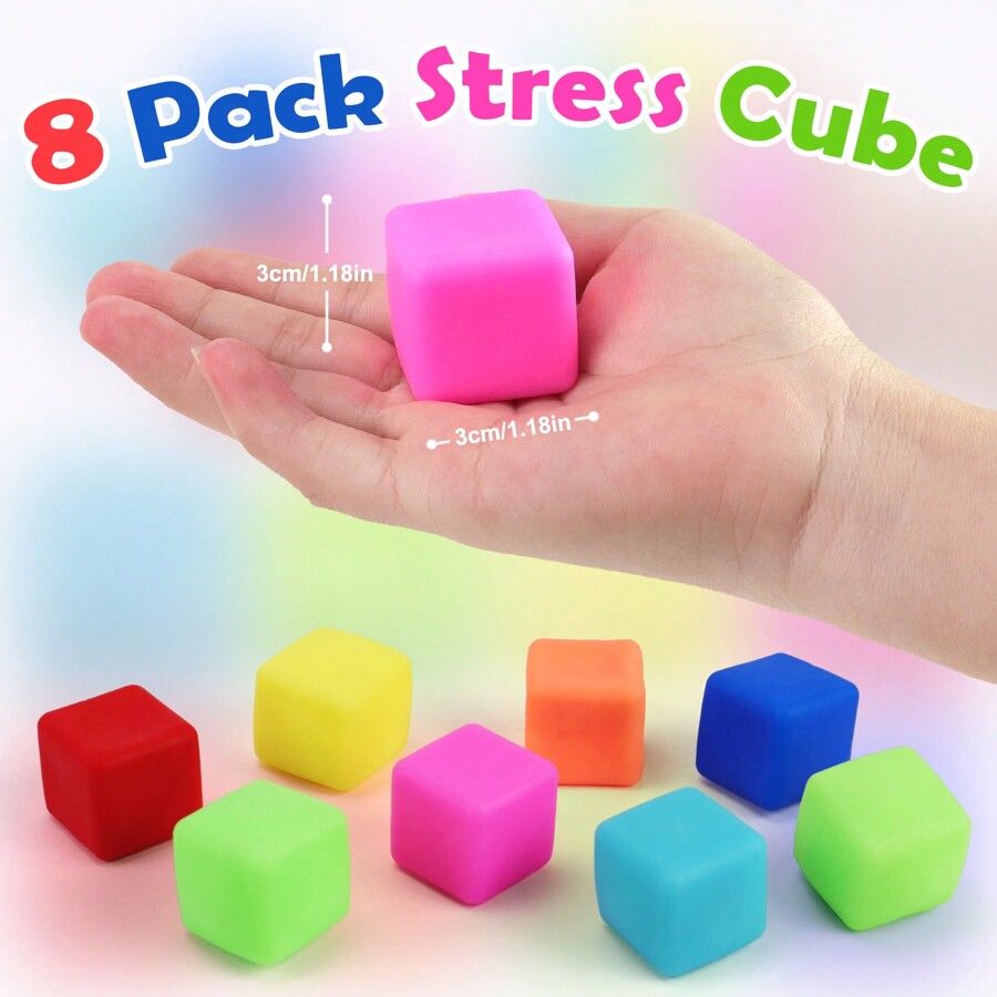 8 Pack Random Stress Cube Fidget Toys, Slow Rising Stretchy Squishy ...