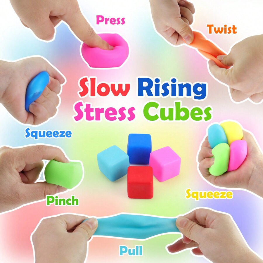 8 Pack Random Stress Cube Fidget Toys, Slow Rising Stretchy Squishy ...