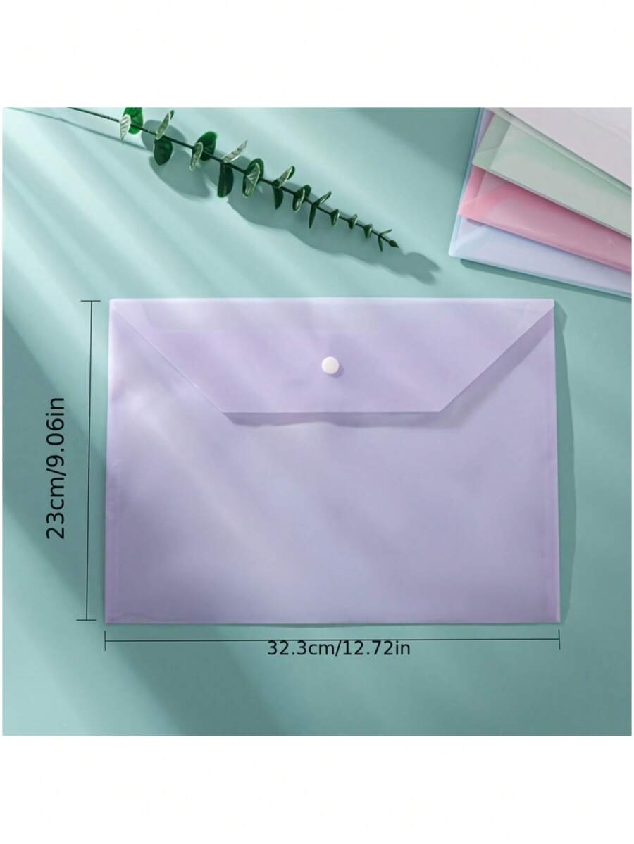 10pcs A4 Size Muted Color Plastic File Folders With Button, Thick ...