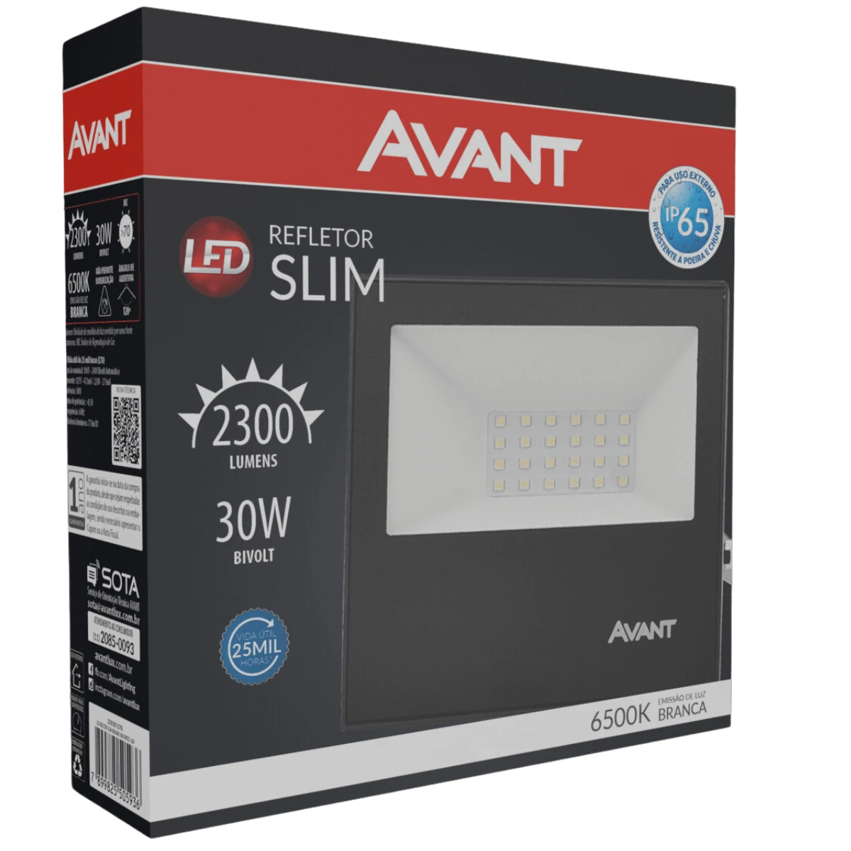 Kit 1/2/3/4/5 Slim Led Reflectors 30W Cool White 6500K Avant Bivolt 1 ...