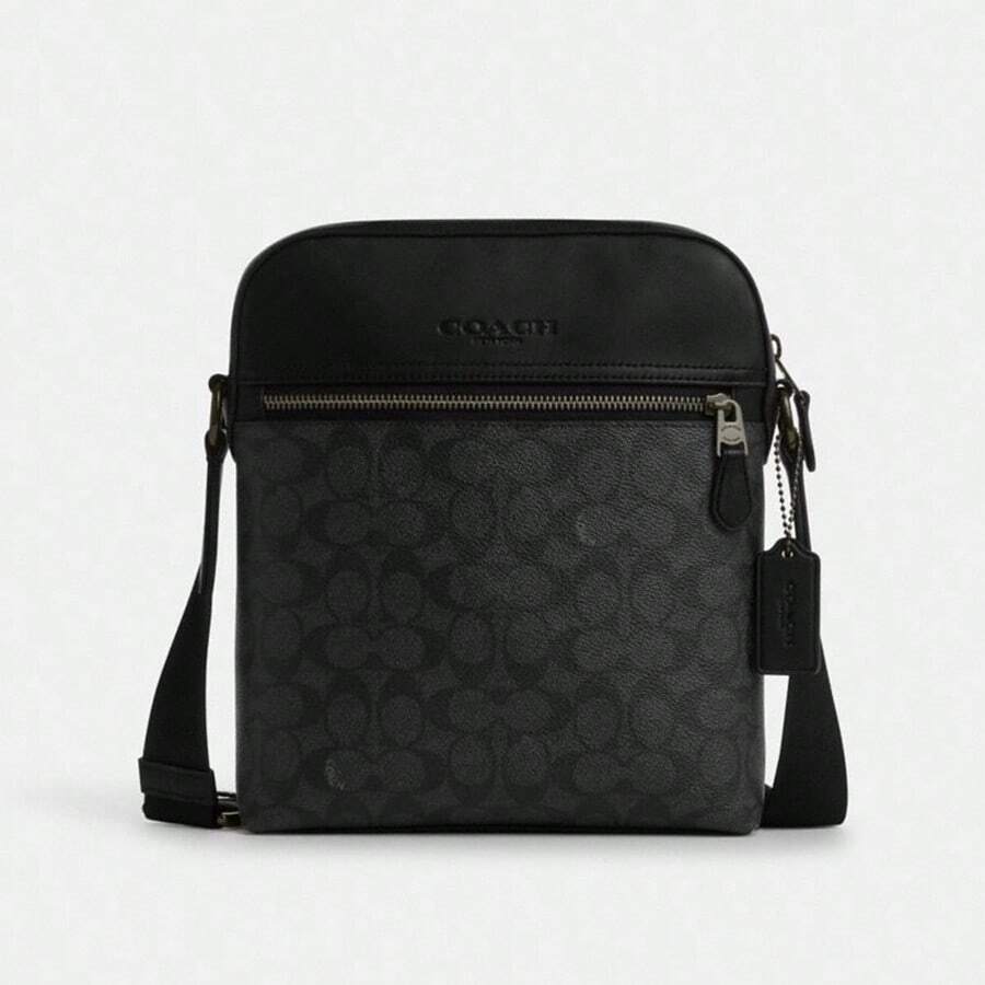 Coach Houston Flight Bag In Signature Embossed Leather Men's Shoulder ...