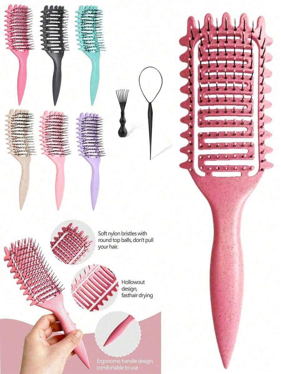 New Upgrade Curl Defining Brush, Curly Hair Brush With Bristle And ...