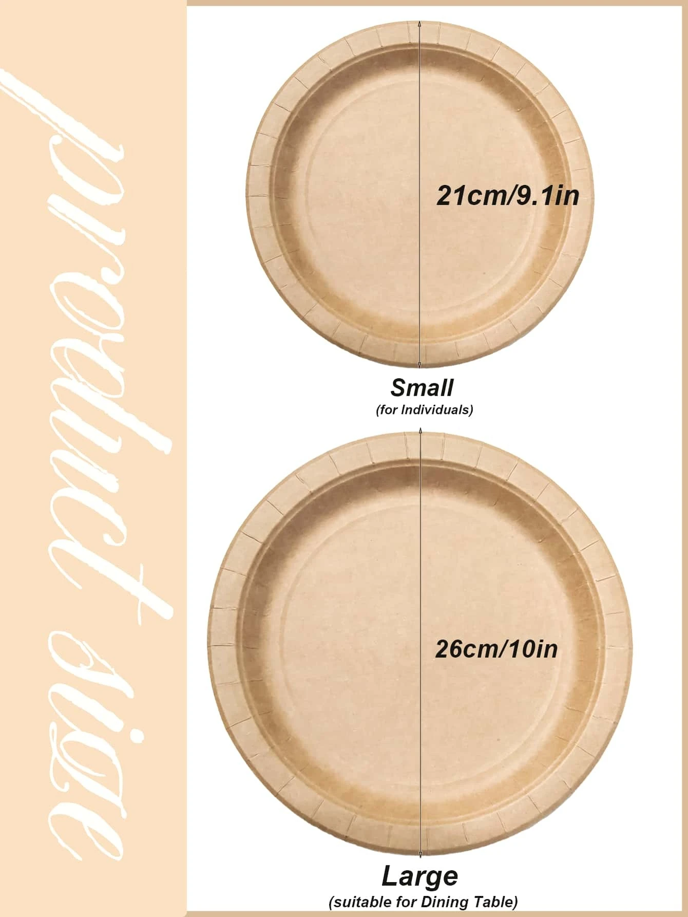 [100 Pack] 9 & 12 Inch (30cm) Compostable Kraft Paper Plates ...