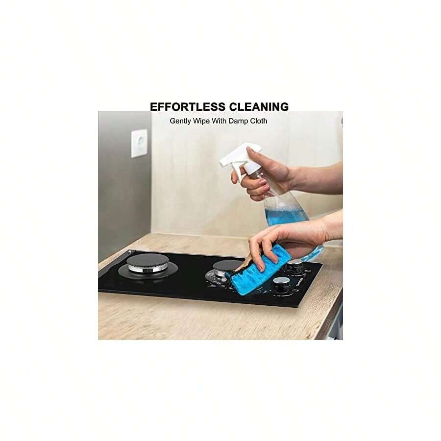 30cm 2 Burners Gas Hob Black Glass Cooktop Flame Failure Protection ...