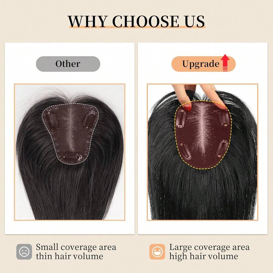 Postiche de cheveux attachés à la main 14 pouces en vrais cheveux avec ...