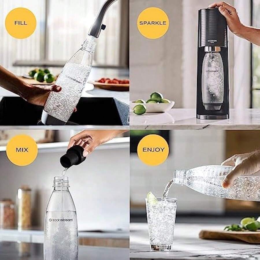 Sparkling Water Maker Carbonation Machine 1L Fizzy Water Bottle Quick Connect Co2 Gas Bottle ...