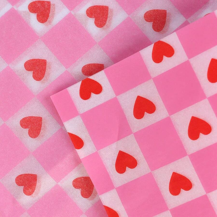 20pcs 19.69*13.7inch Valentine's Day Gift Wrapping Heart Shaped Tissue ...