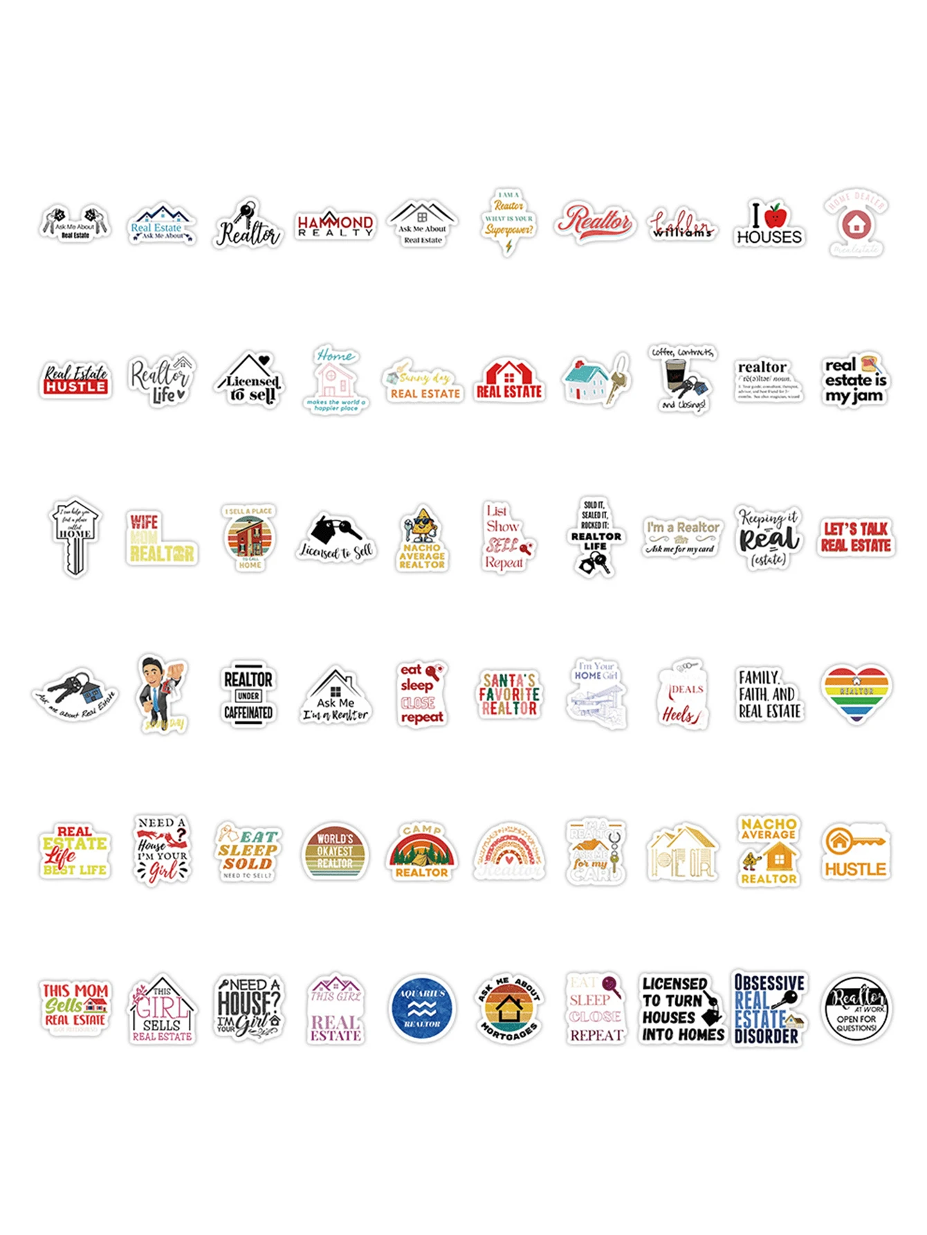 60 Pcs Real Estate Agent Graffiti Stickers, Personalized DIY Vinyl ...