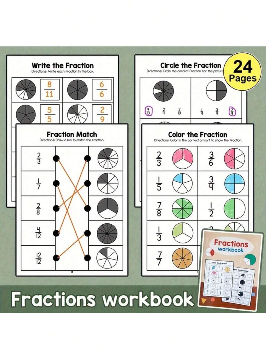 Math Practice Workbook, Fraction Learning Worksheets, Interesting And ...