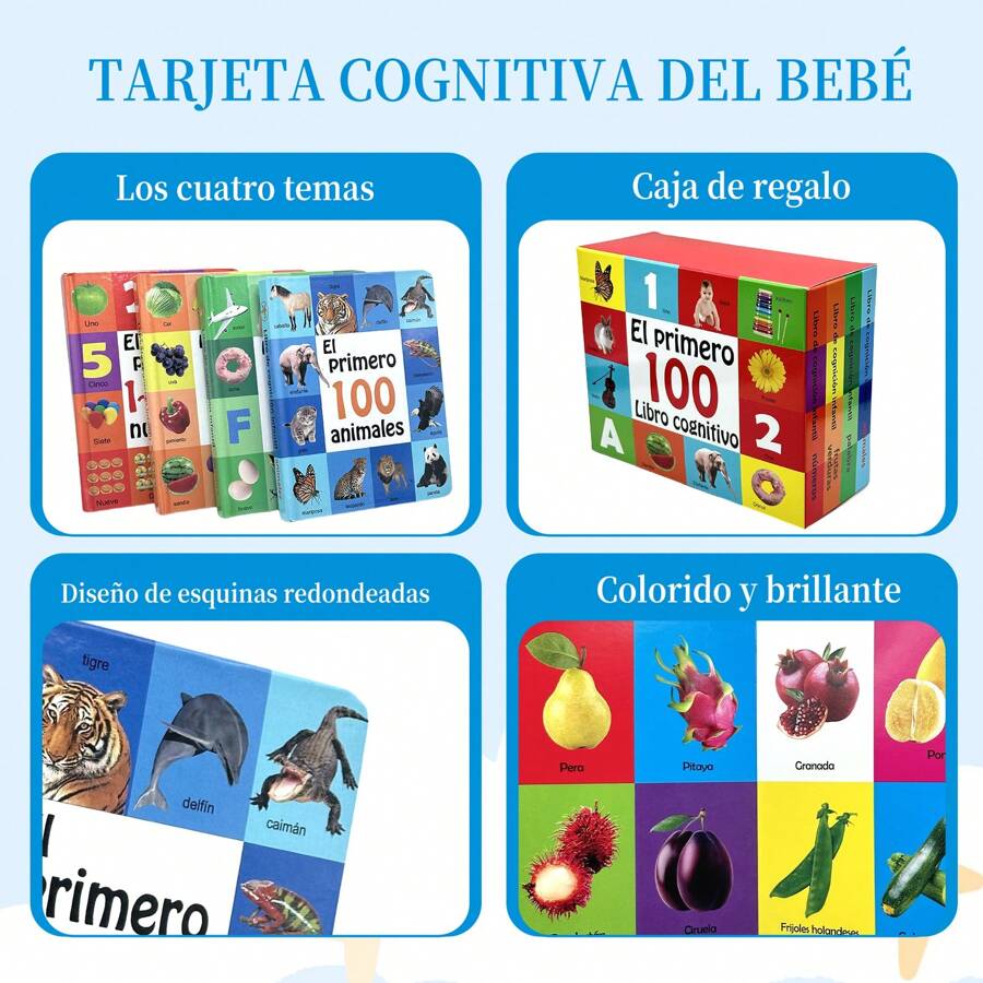1 Box Set Of 4 Spanish Language Learning Flashcard Board Books For ...