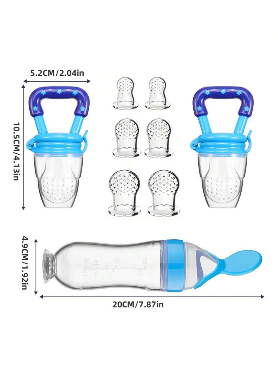 9pcs/Set Silicone Squeeze Bottle, Baby Fruit & Vegetable Teether ...