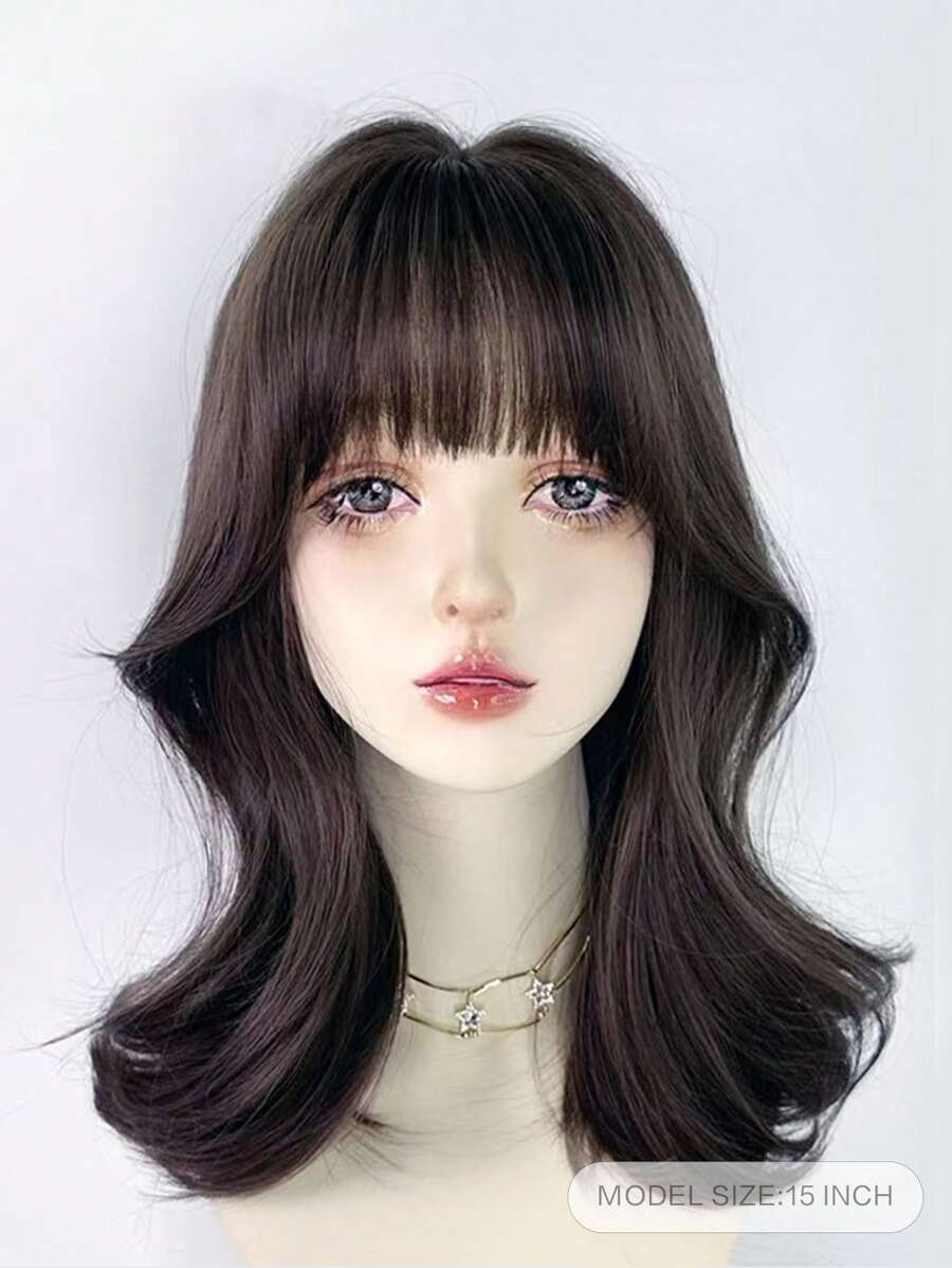 Orange Ju-Ye Full Wig, Daily Large Wavy Cloud Curl Medium Length Curly ...