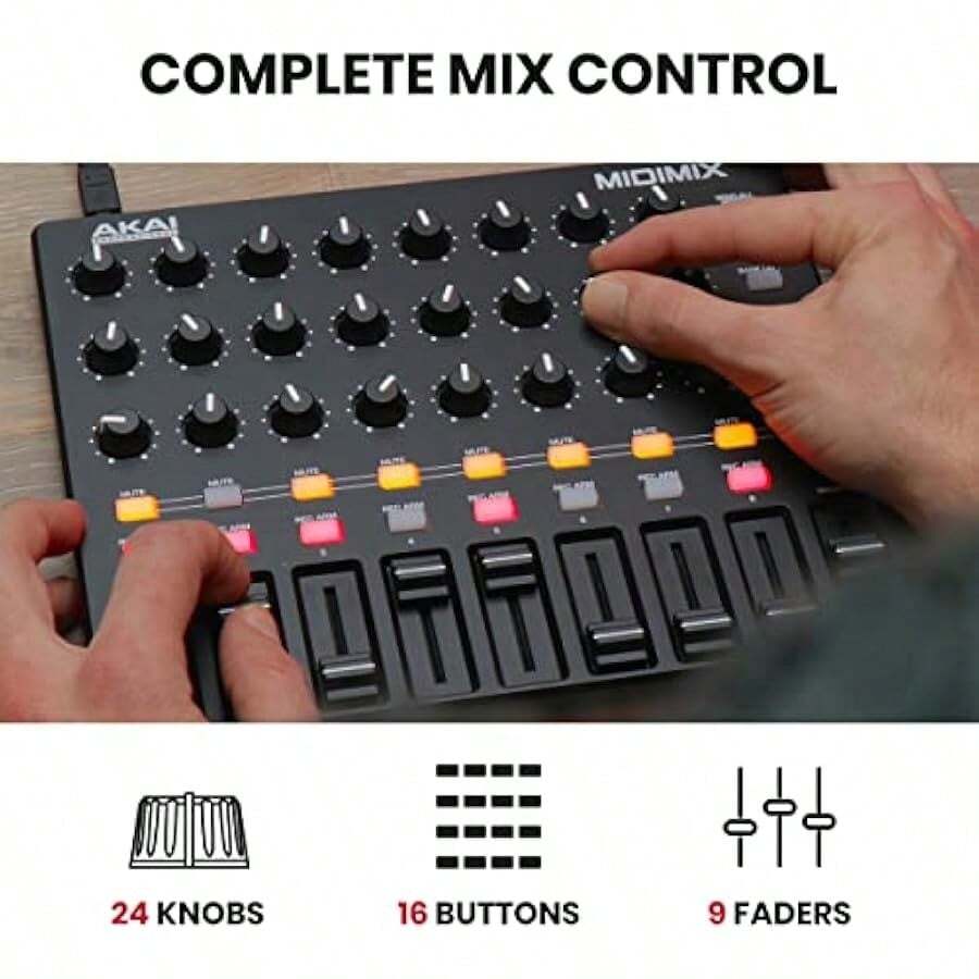 AKAI Professional MIDIMix - USB MIDI Controller Mixer Assignable Faders ...