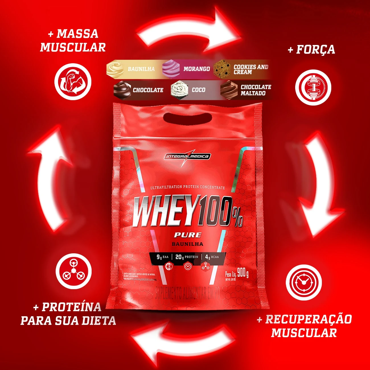 INTEGRALMEDICA Whey 100% Pure 900g Pouch Integralmedica | SHEIN Brasil