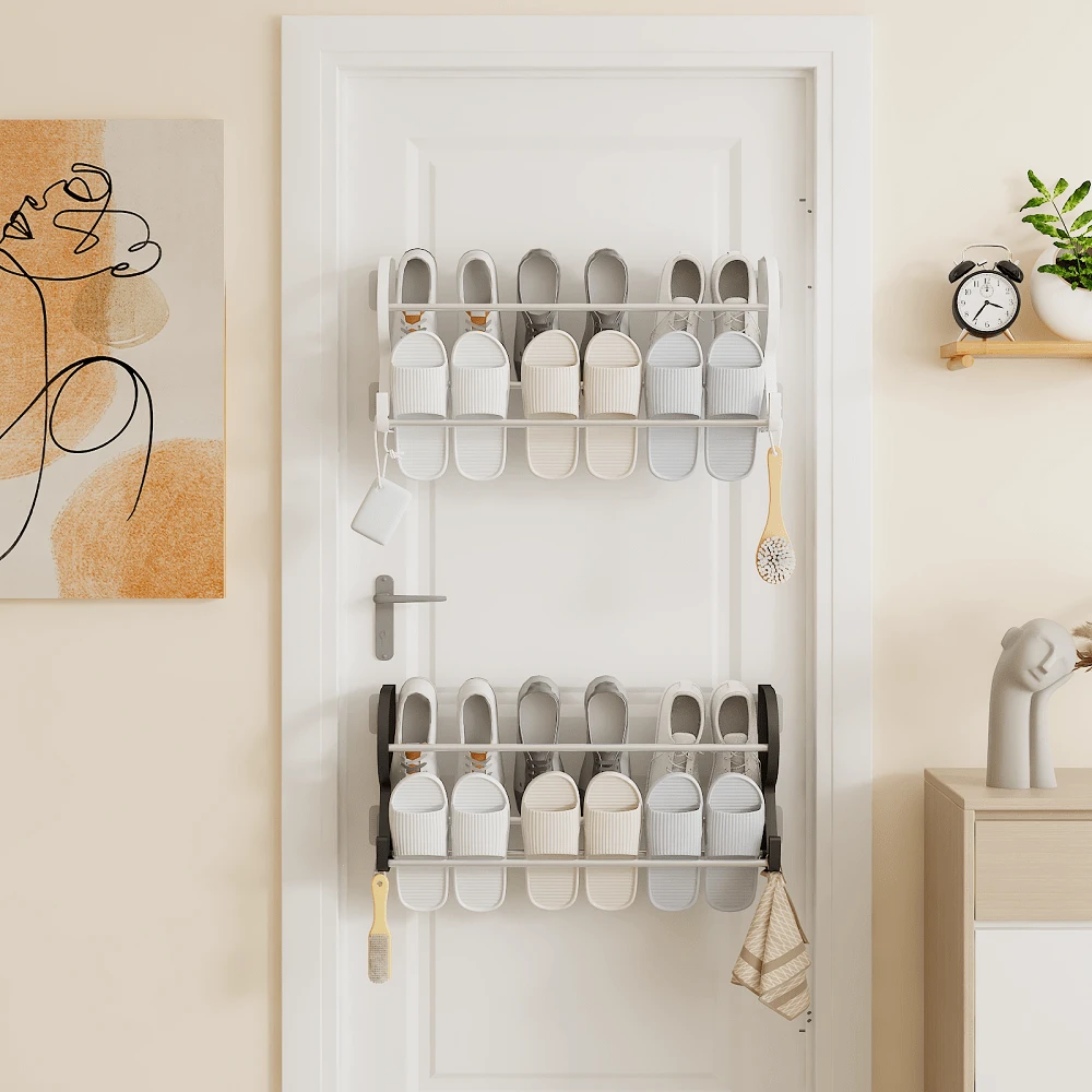 Bathroom Shoe Rack Wall Hanging Shoe Shelf Perforation-Free Bathroom ...